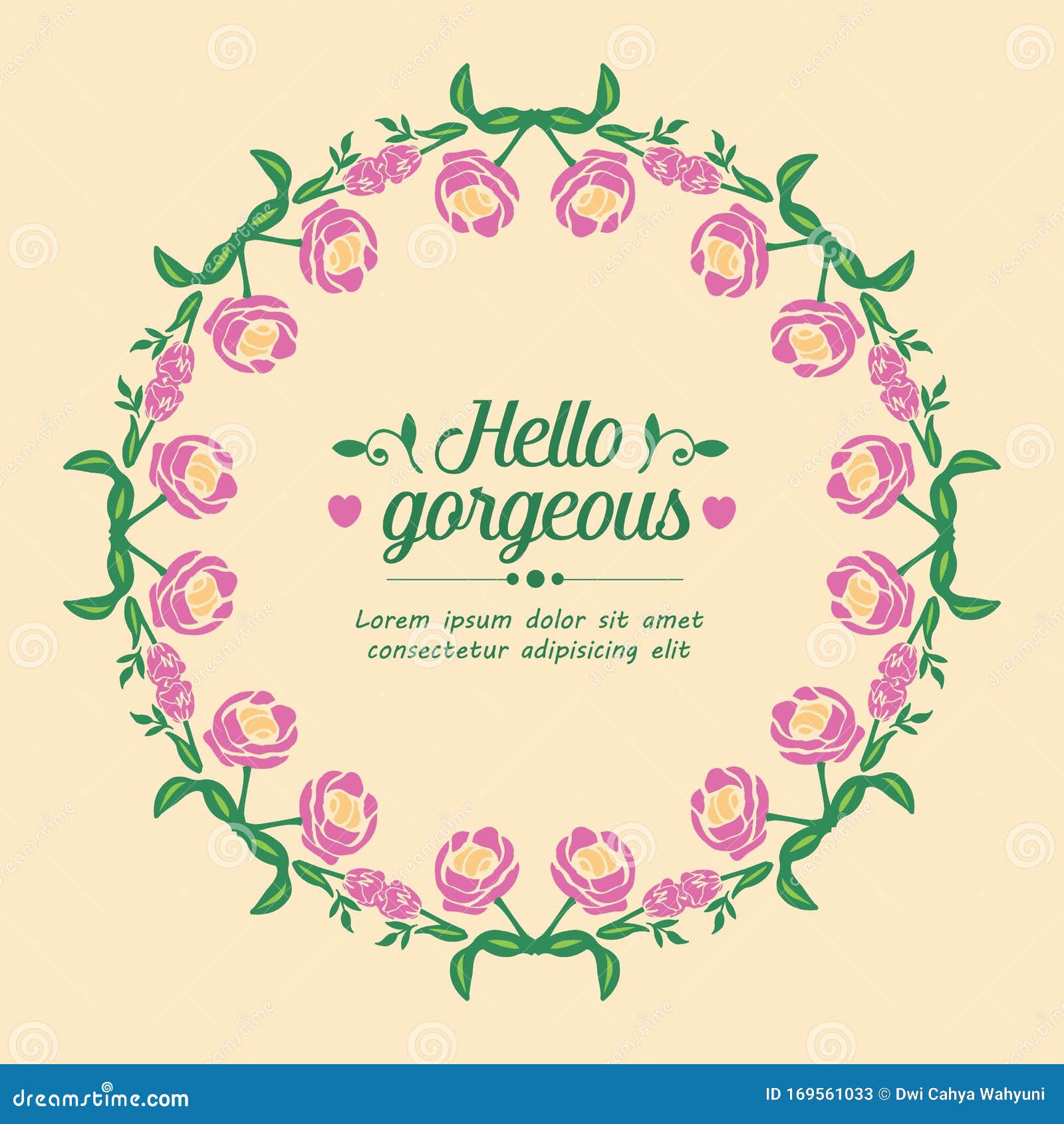 Elegant Shape of Leaf and Floral Frame, for Hello Gorgeous Card Design ...
