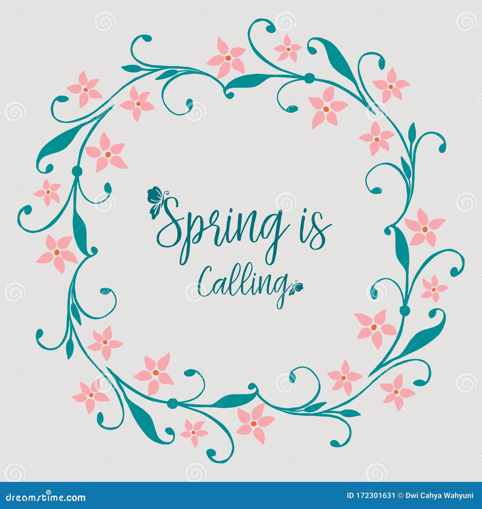 Elegant Shape of Leaf and Flower Frame, for Spring Calling Greeting ...