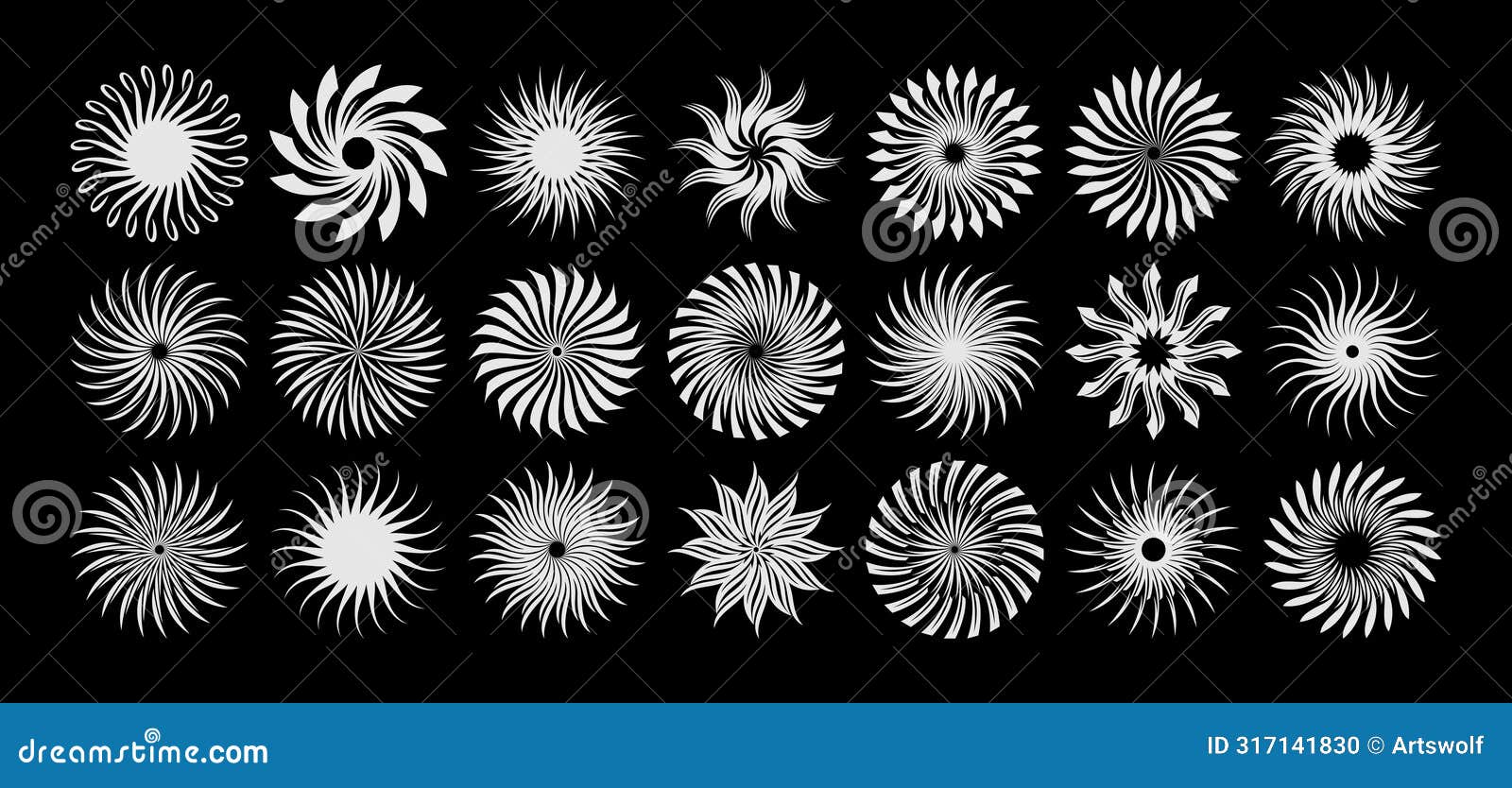 Elegant Sharp Line Abstract Sun Circle Logo Bundle Stock Vector ...