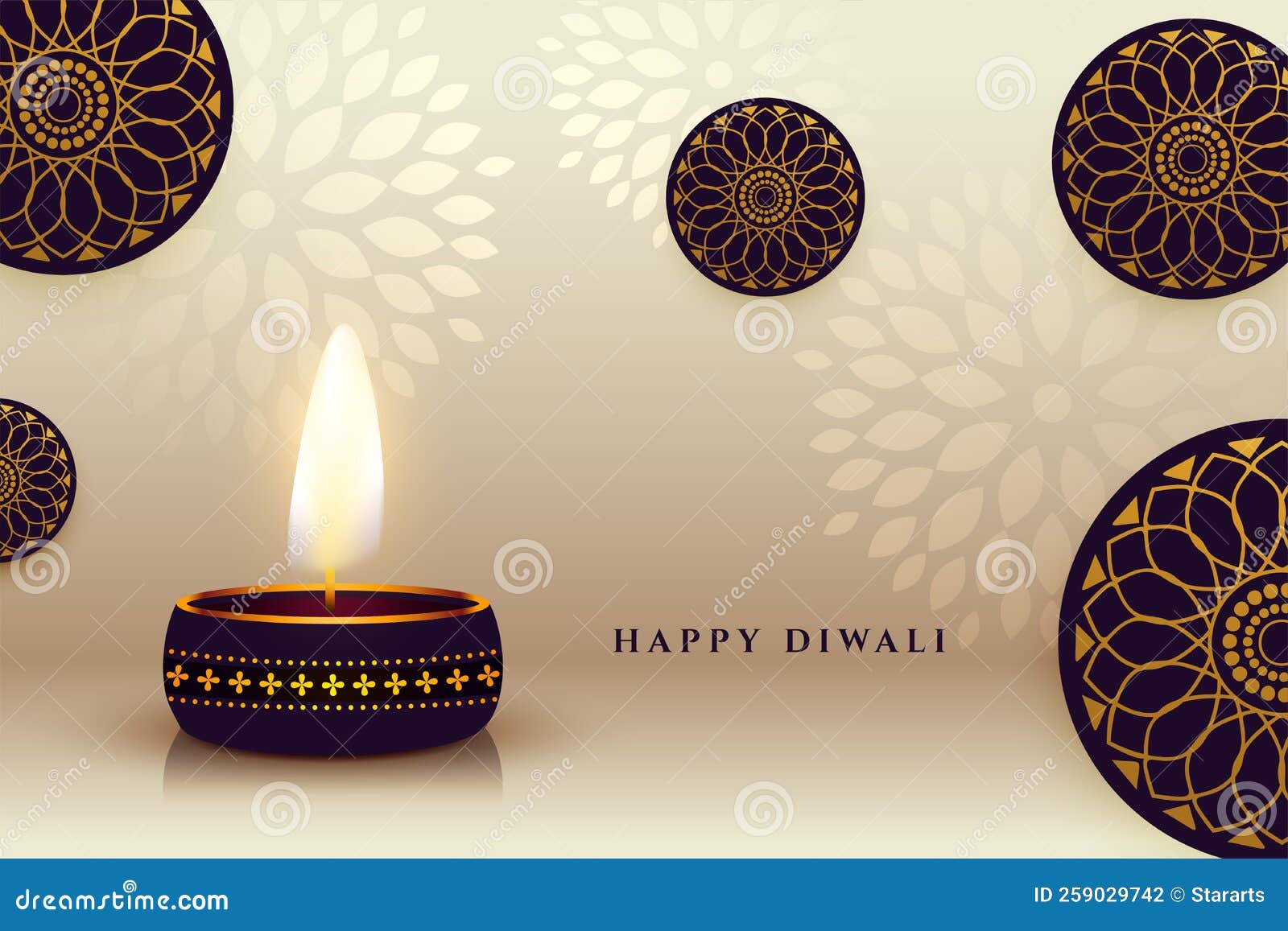 Shubh Deepavali Yellow Banner With Ethnic Diya Design Illustration ...