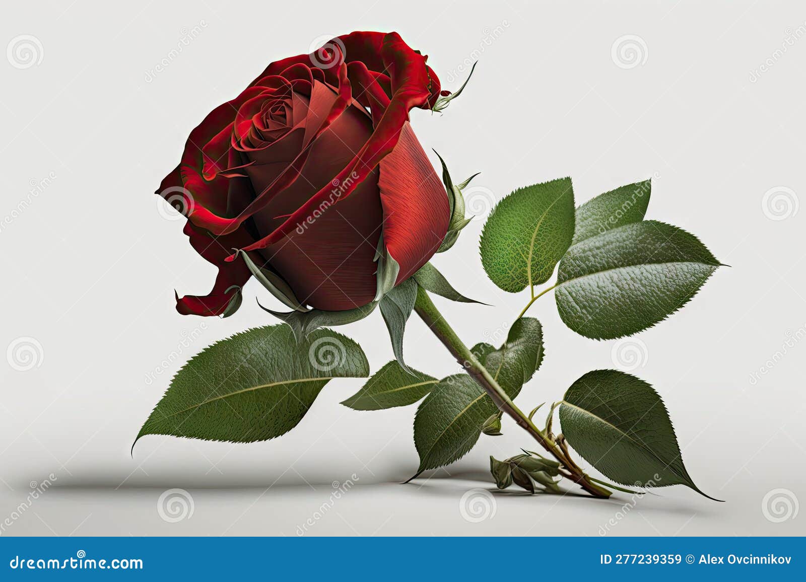 Elegant Side View of a Red Rose on a White Background for Invitations ...