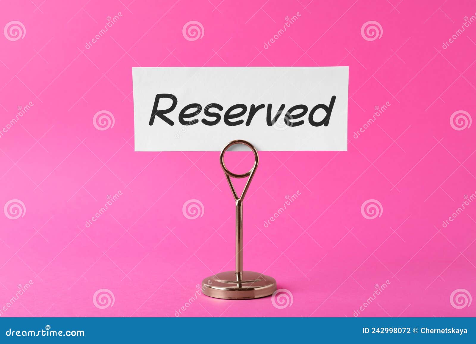 Elegant Sign Reserved on Pink Background. Table Setting Element Stock ...