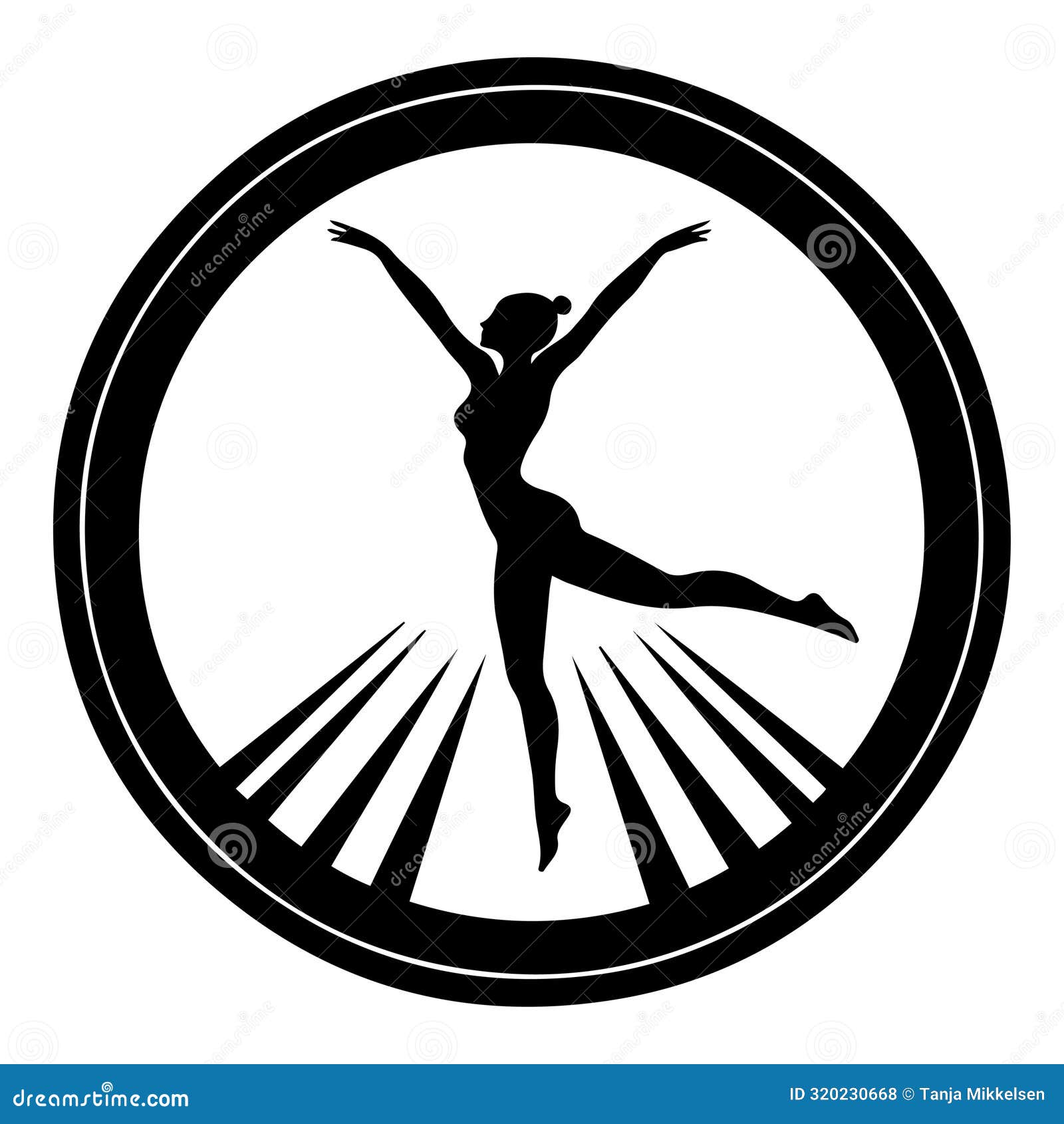 Ballet Dancer Silhouette in Artistic Circle Stock Vector - Illustration ...