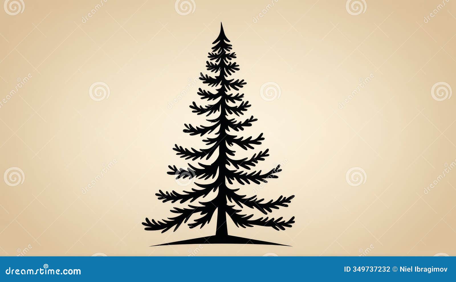 Elegant Silhouette of a Tall Pine Tree on a Beige Background Stock ...