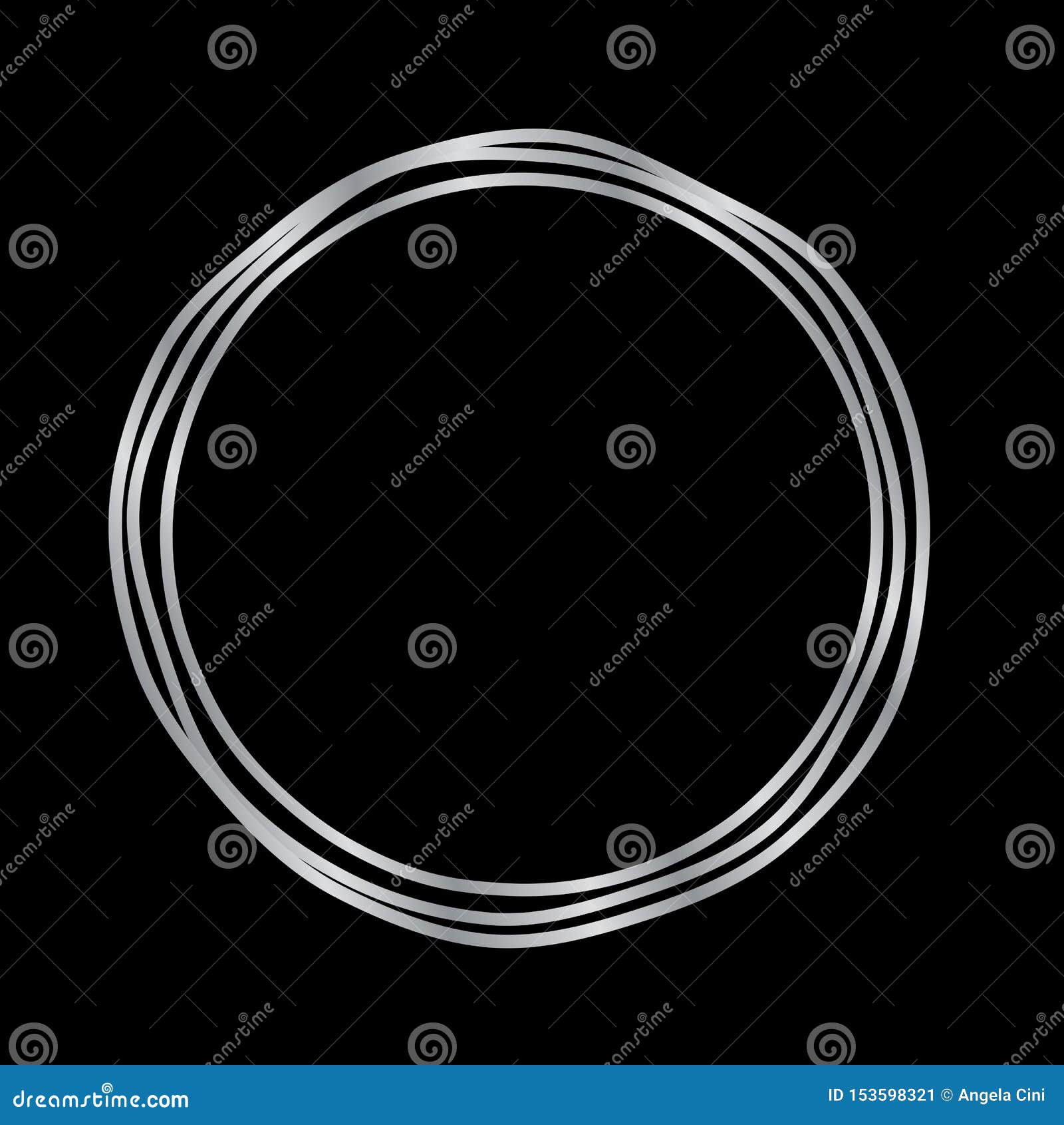 Elegant Silver Circle Round Logo Template or Border Frame on Black ...