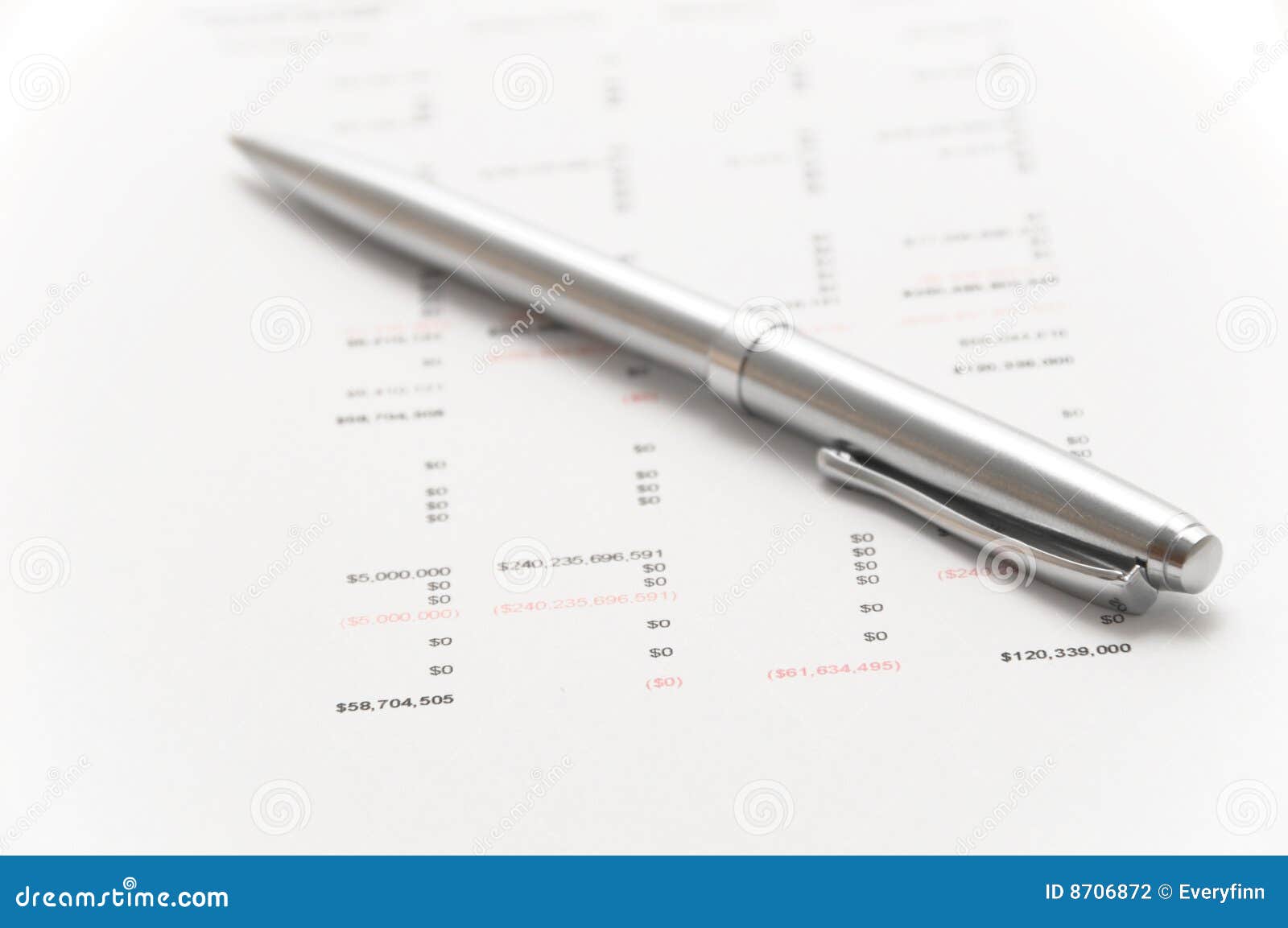 Elegant Silver Pen on Financial Papers Stock Photo - Image of growth ...