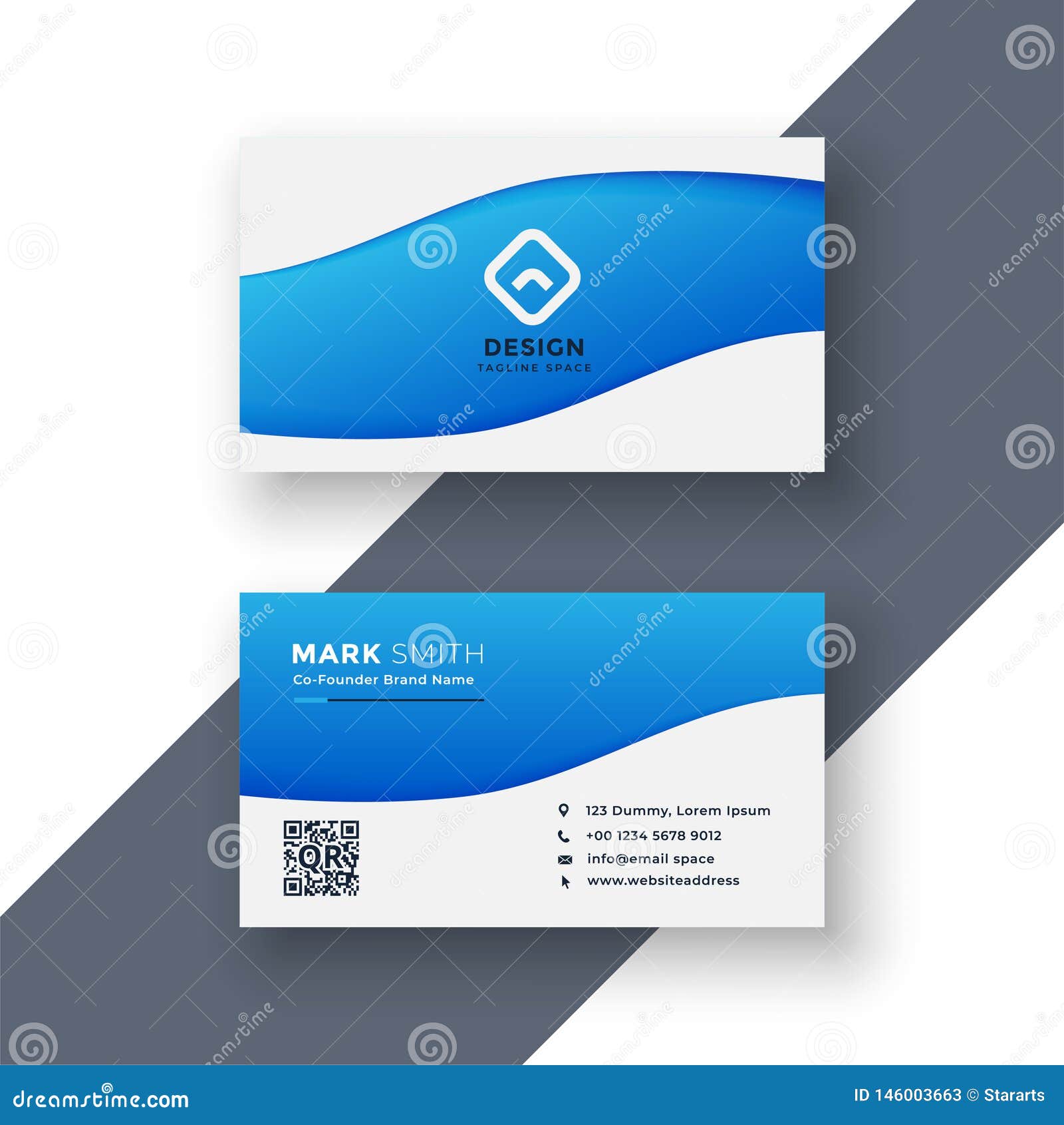 Elegant and Simple Blue Business Card Design Stock Vector ...
