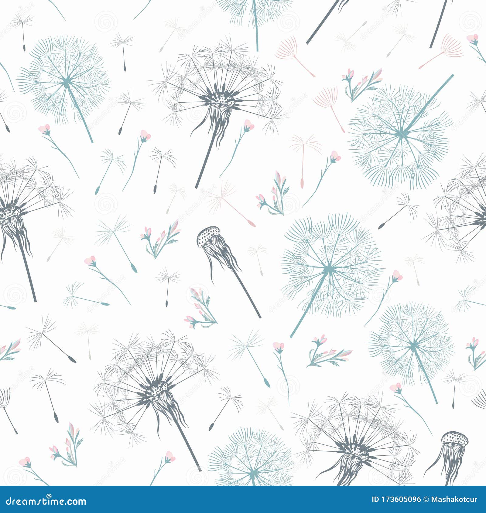 Elegant Simple Vector Pattern with Dandelions Stock Illustration ...