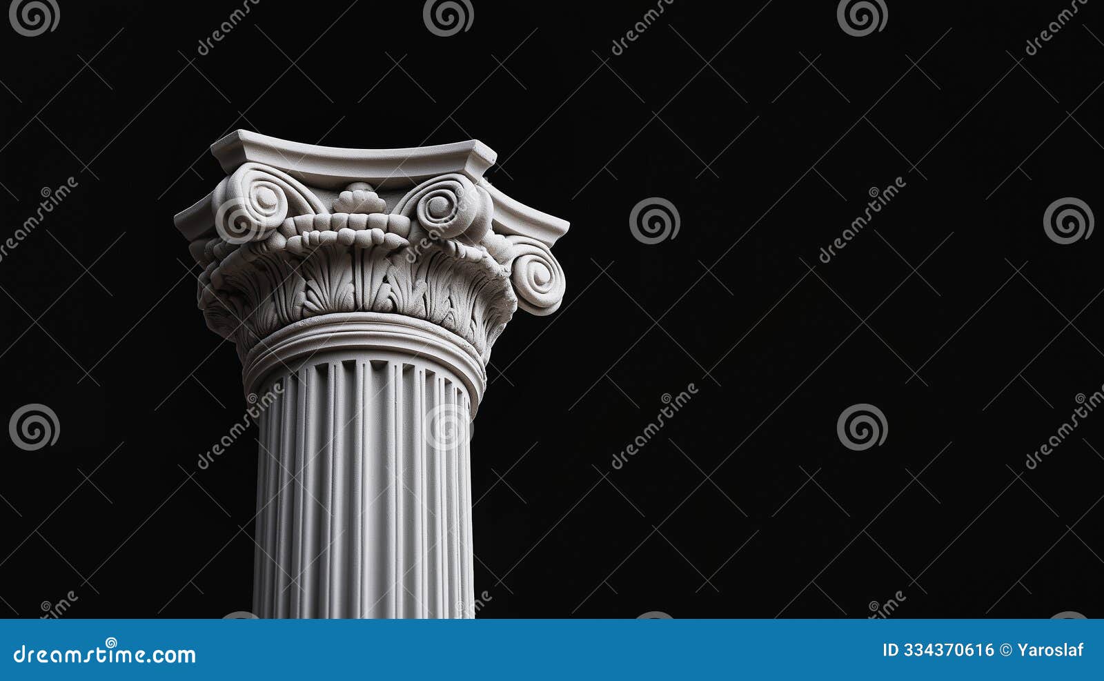 Elegant Single White Ionic Column Isolated on Black Background ...