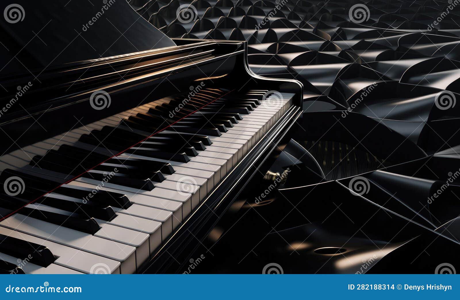 Elegant and Sleek Curved Grand Piano with Wavy Keyboard Design Creating ...
