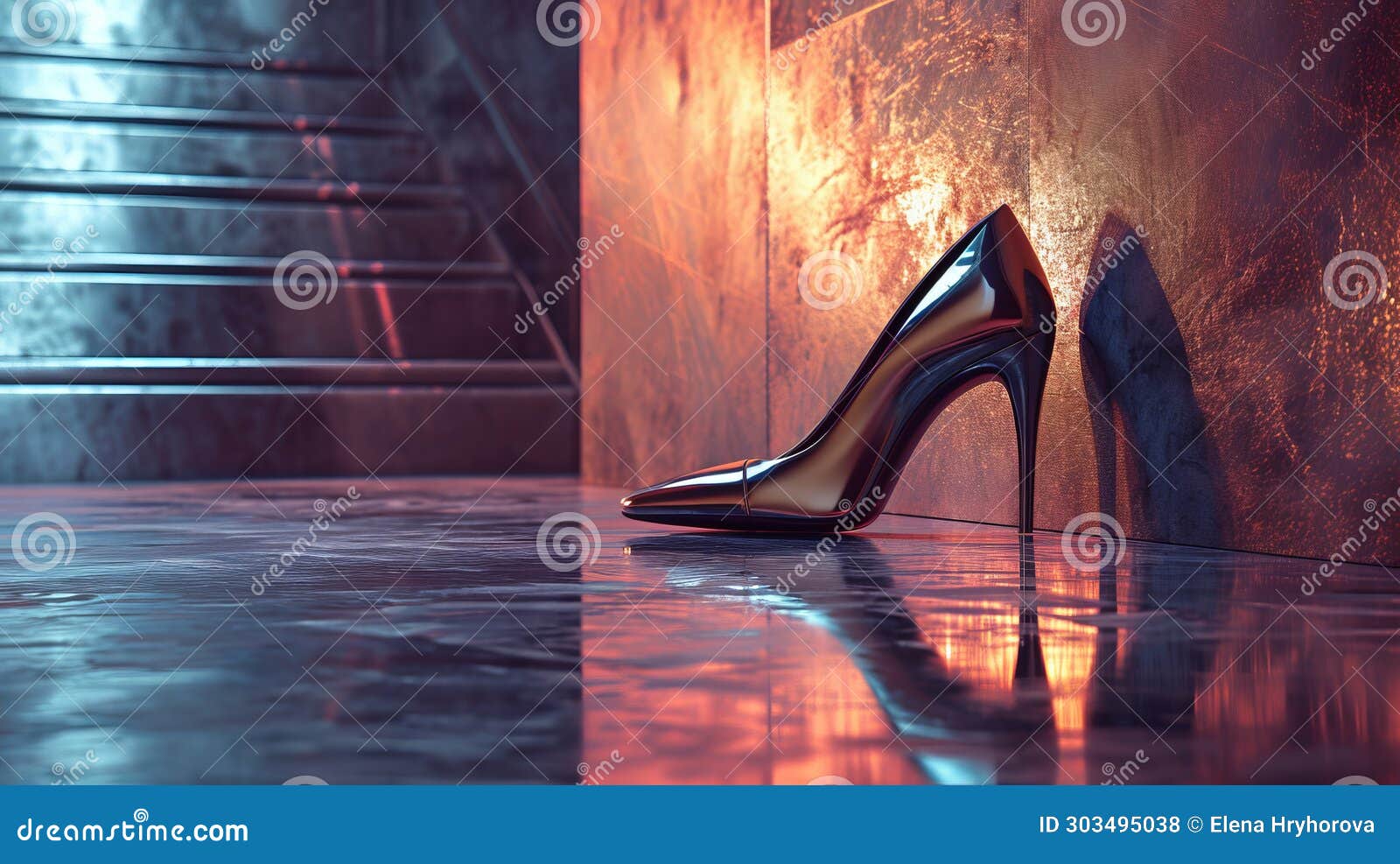 Elegant and Sleek High Heel in a Bold, Reflective Environment ...