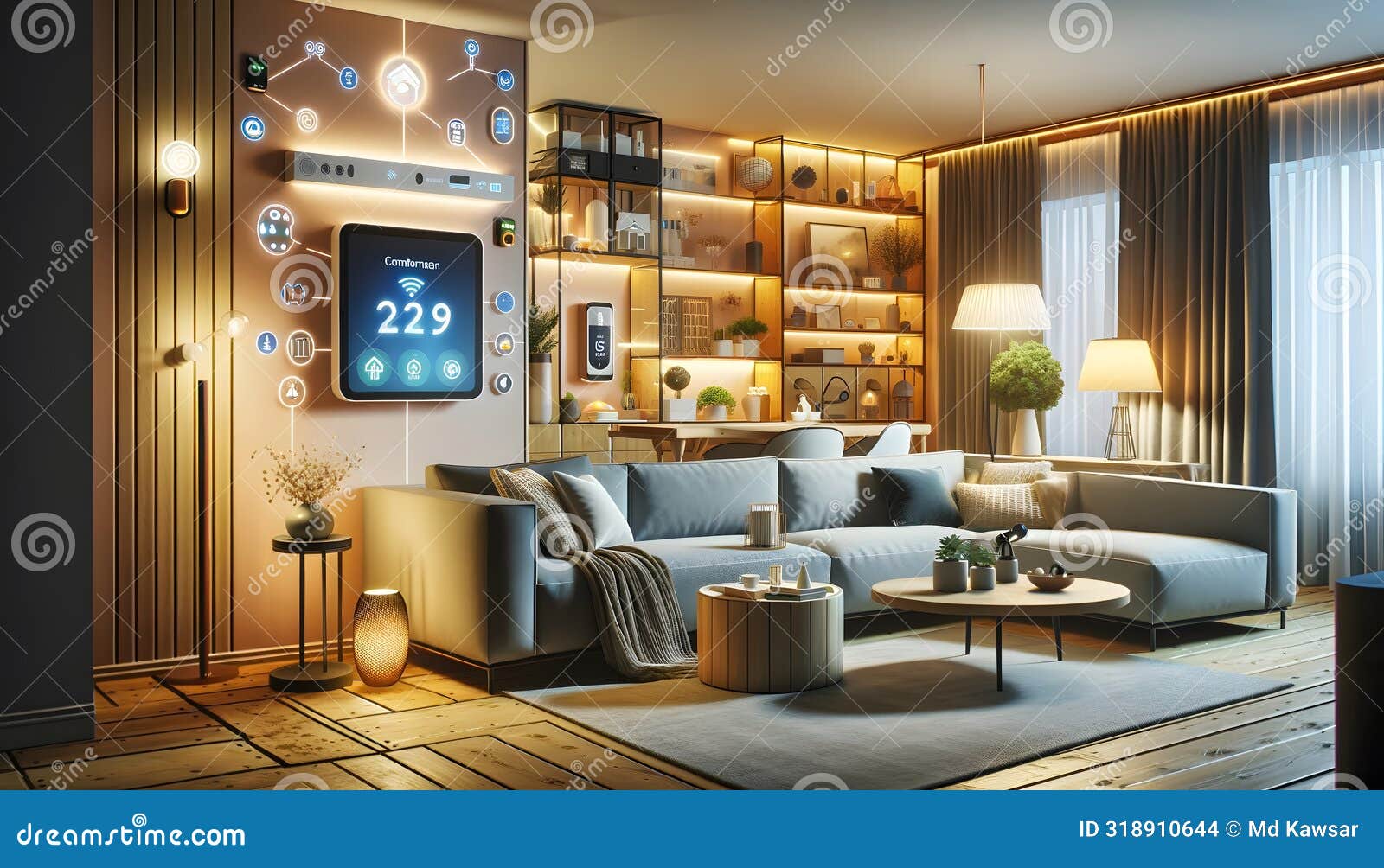 Elegant Smart Home Interior with Interactive Control System, Ai ...
