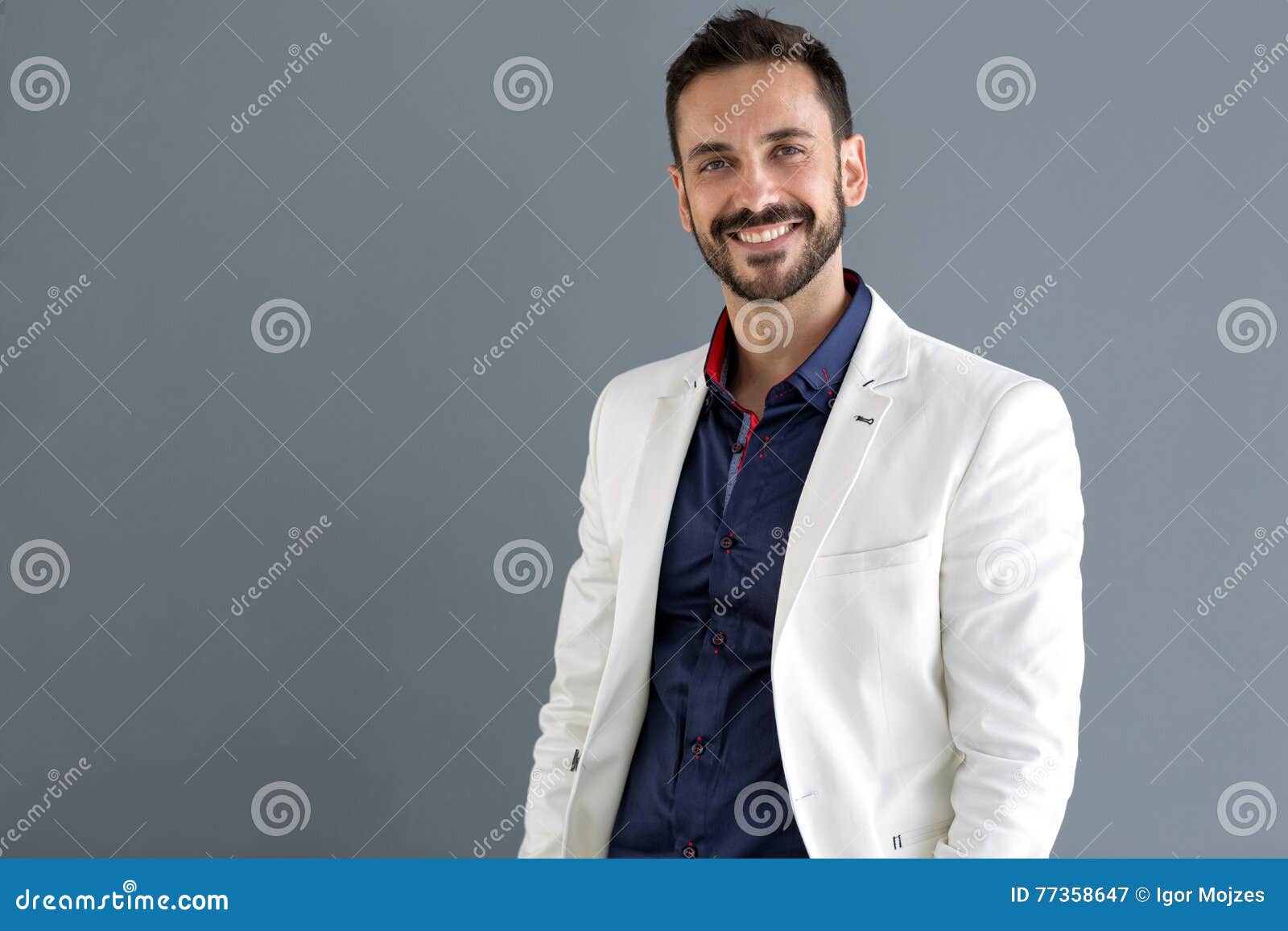 Elegant Smiling Male Model Posing Stock Image - Image of fashion ...