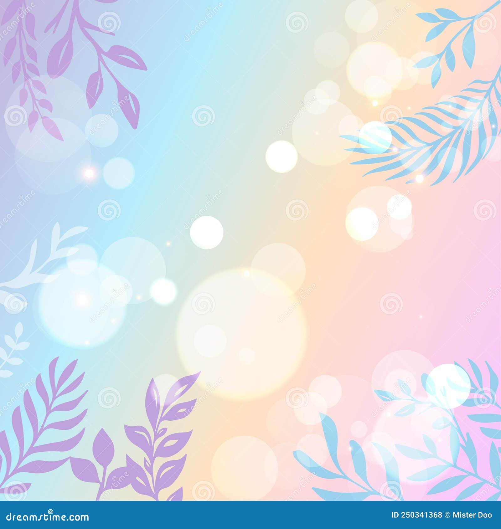 Elegant Smooth Pastel Design Background with Floral and Leaf Vector ...
