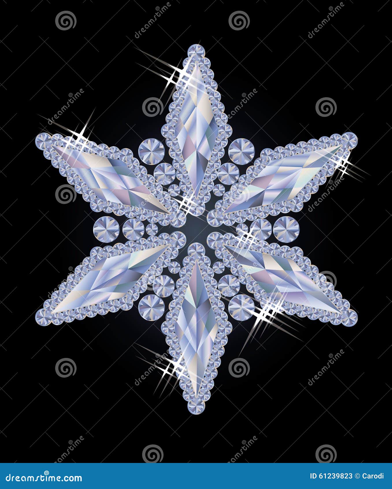Elegant Snowflake with Diamonds Stock Vector - Illustration of ...