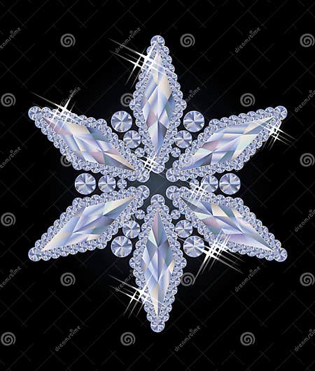 Elegant Snowflake with Diamonds Stock Vector - Illustration of ...