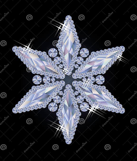 Elegant Snowflake with Diamonds Stock Vector - Illustration of ...