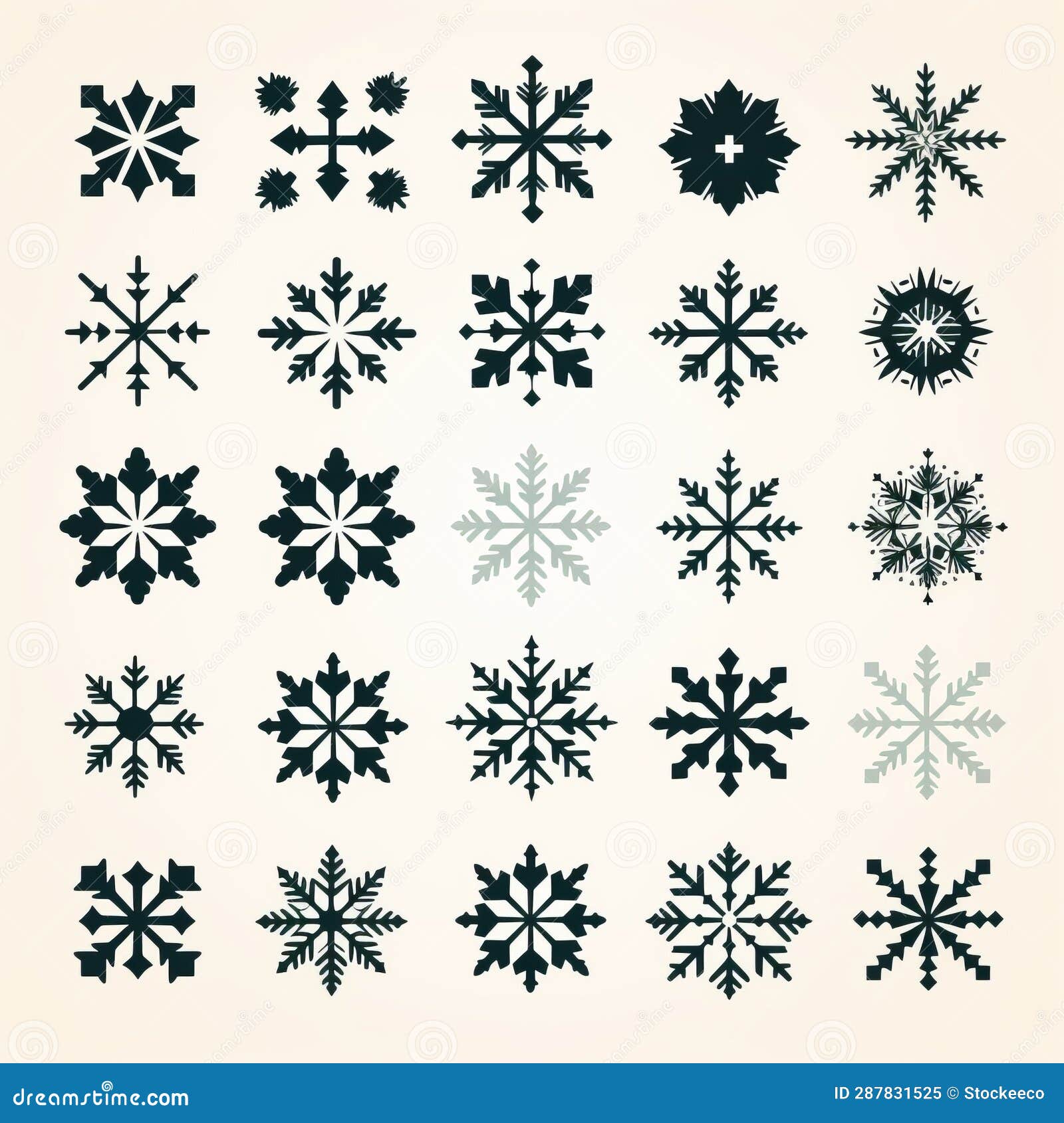 Elegant Snowflake Vector Icon Set for Creative Designs Stock ...