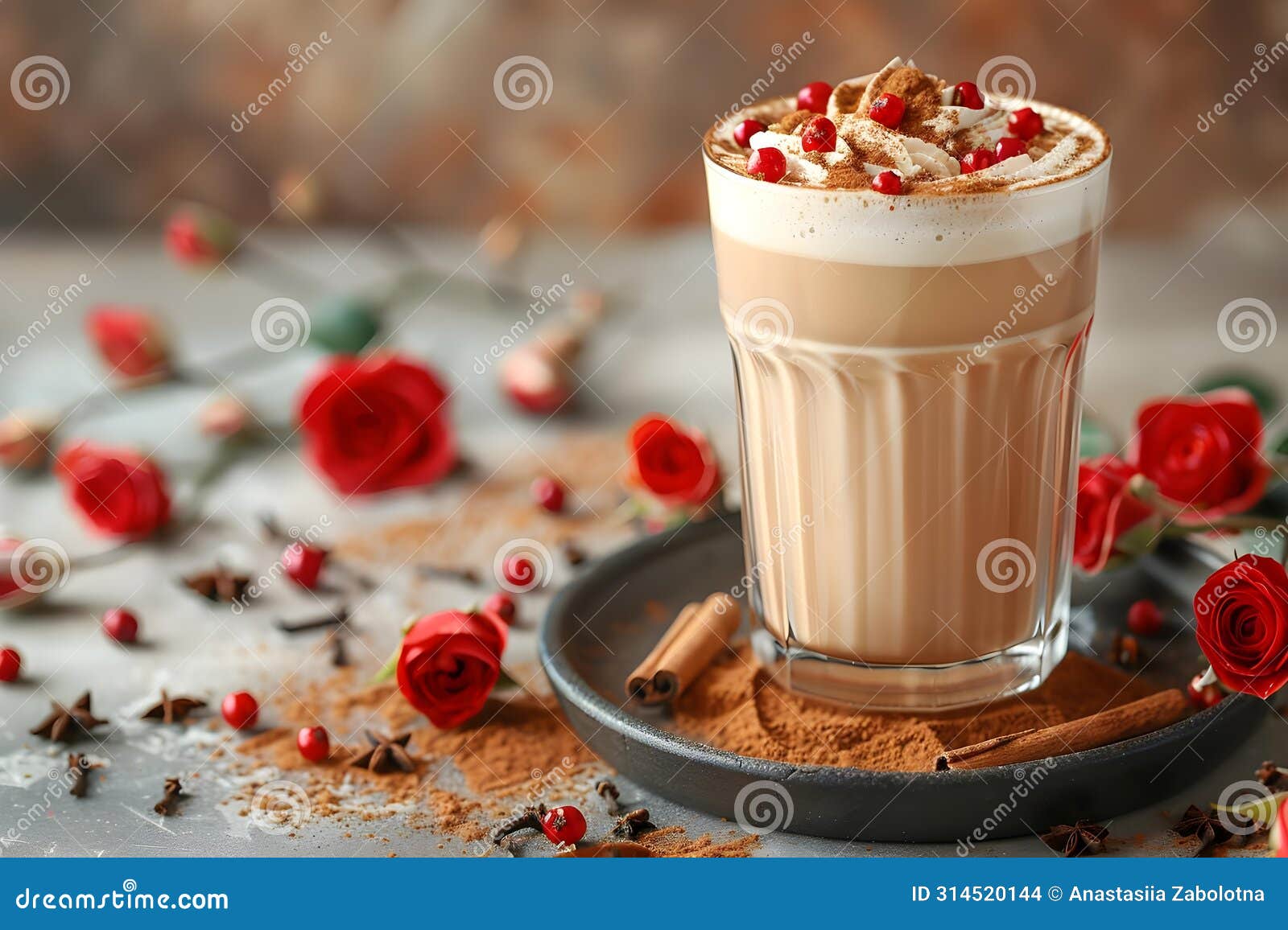 Elegant Spiced Vanilla Latte with Floral Notes. Concept Latte Art ...