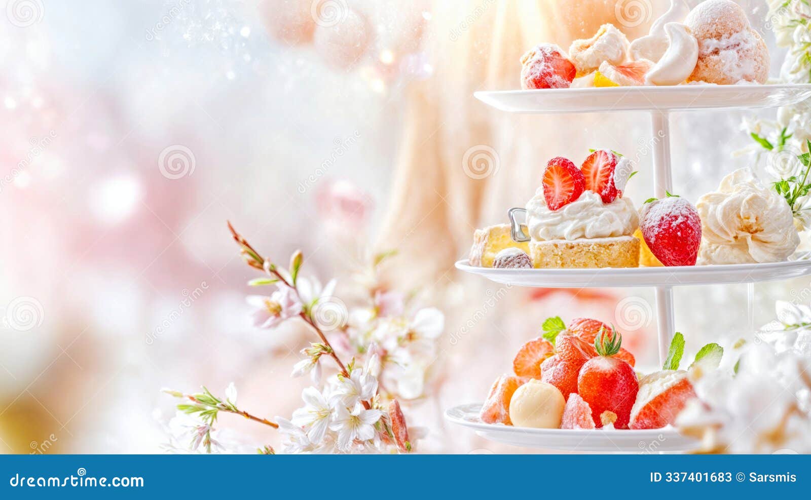 Elegant Spring Dessert Display with Fresh Strawberries and Cherry ...