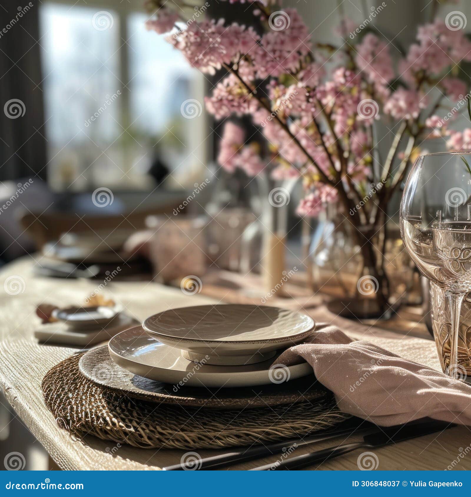 An Elegant Spring Style Setting for the Dining Table Stock Image ...