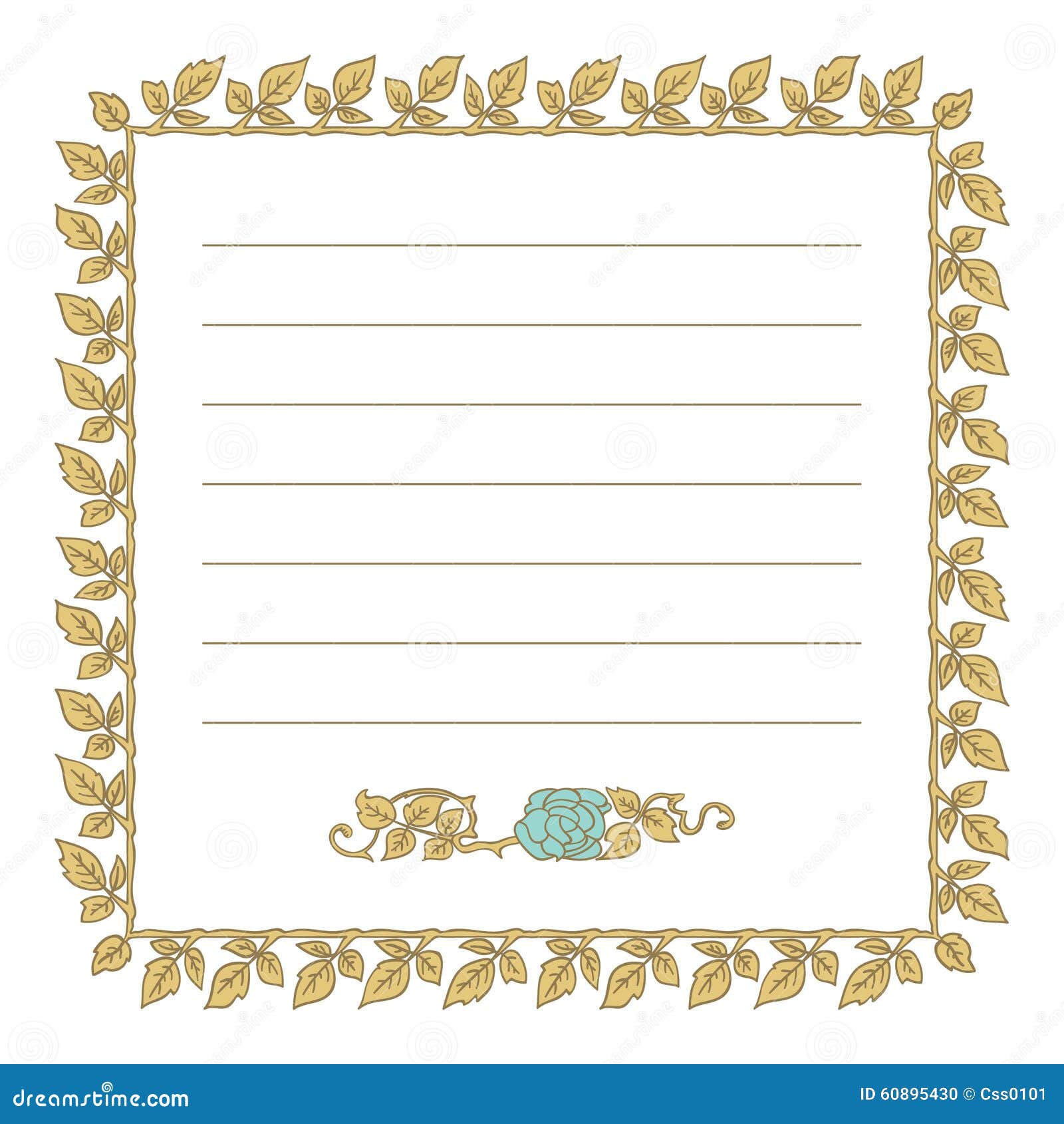 Elegant Square Vintage Frame with Roses and Leaves Elements. Vector ...