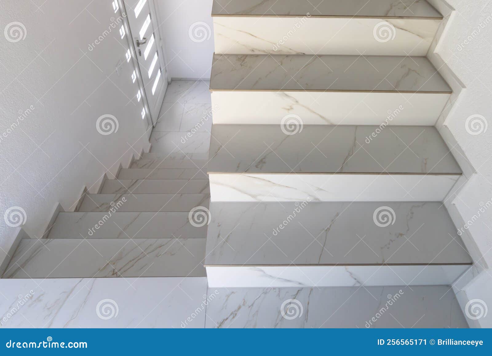 Elegant Staircase with White Marble Steps Stock Image - Image of style ...