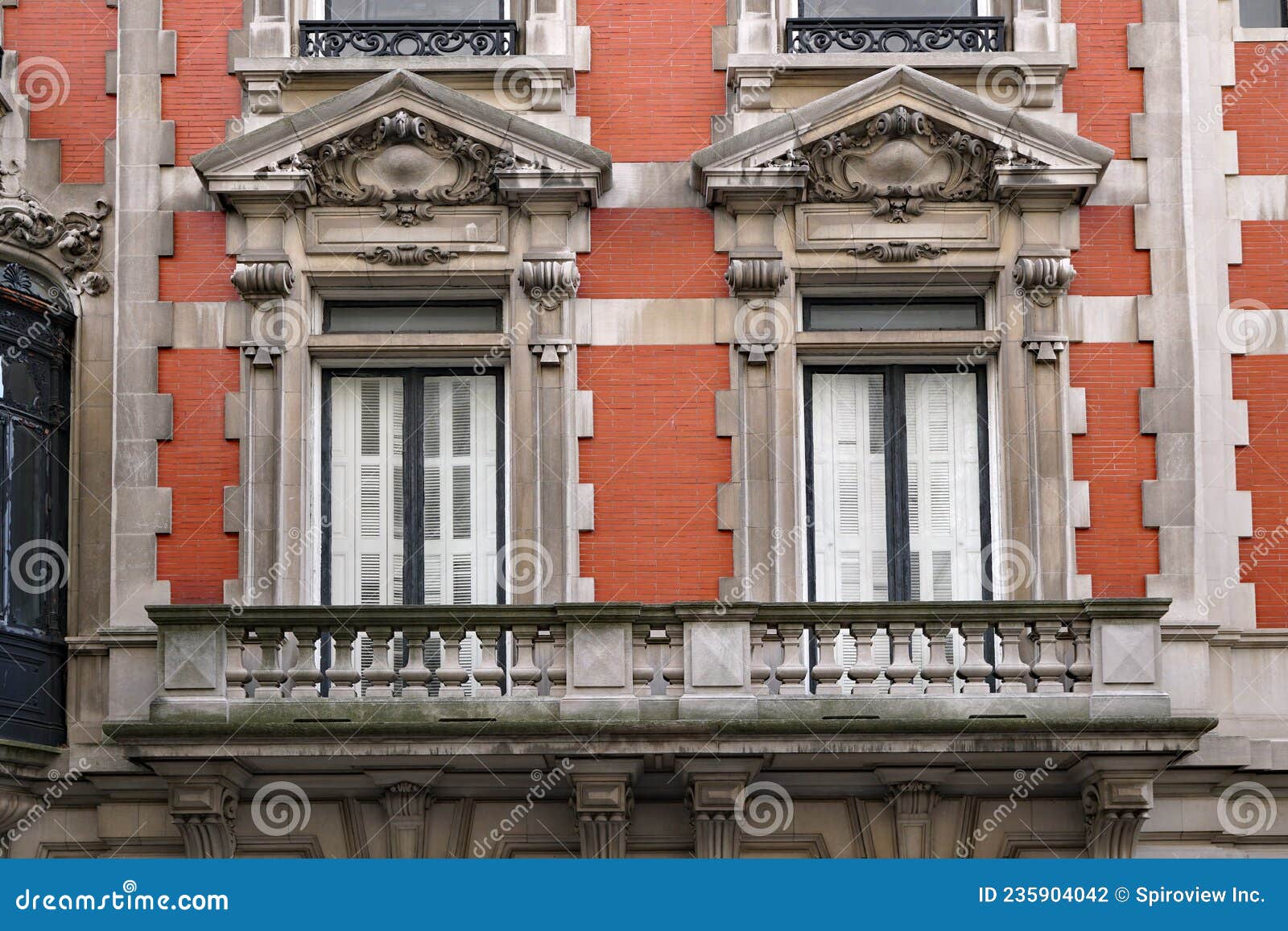Elegant Stone Balcony and Window Frames Stock Photo - Image of window ...