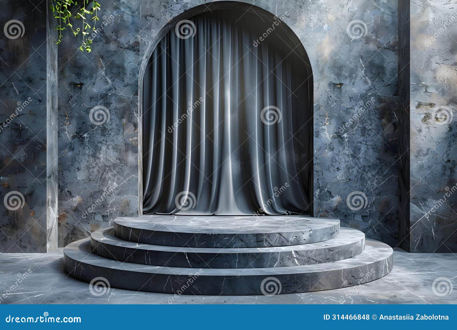 Concept Event Decor, Premium Elegant Stone Podium with Draped Backdrop ...