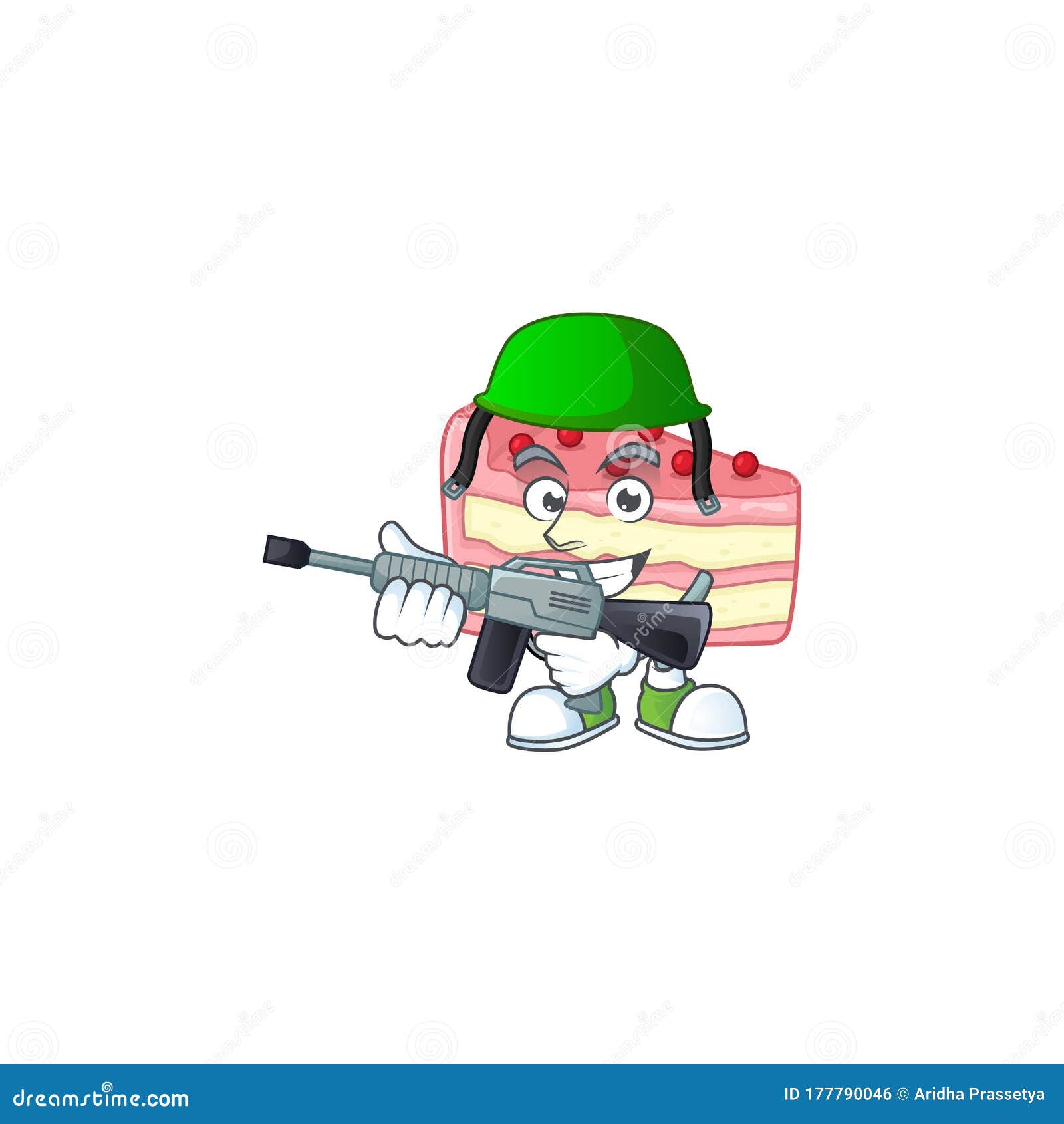 An Elegant Strawberry Slice Cake Army Mascot Design Style Using ...