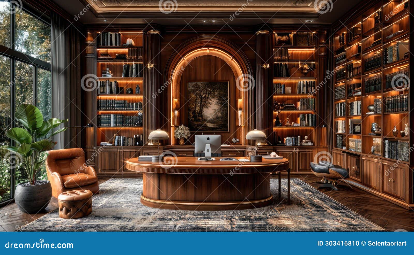 Elegant Study Room Concept stock illustration. Illustration of work ...