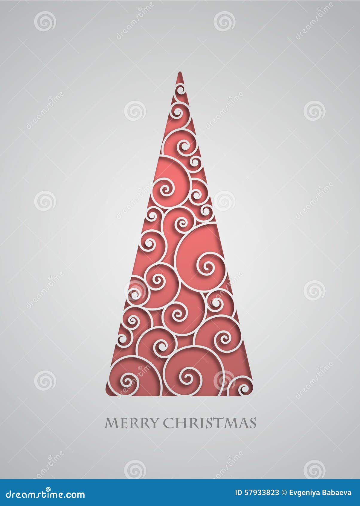 Elegant Swirl Christmas Tree with Shadow. Stock Vector - Illustration ...