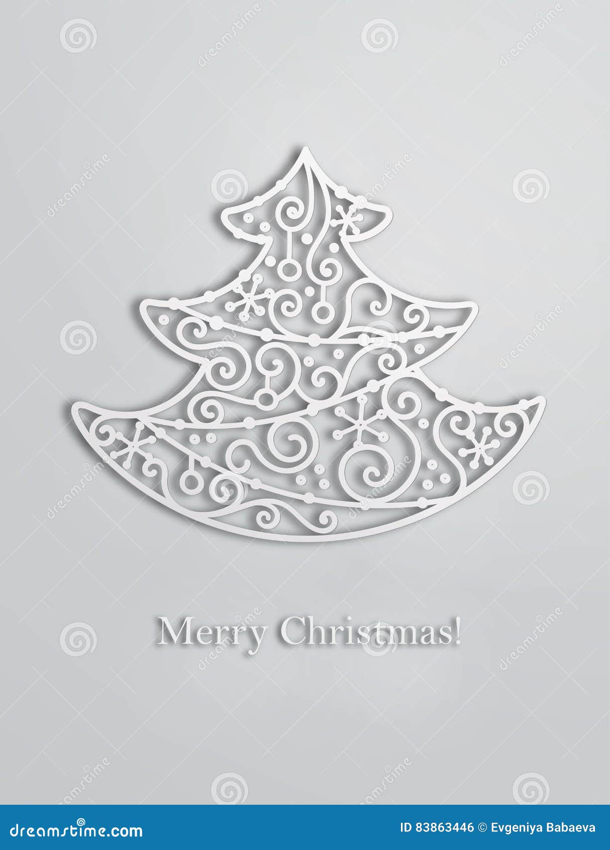 Elegant Swirl Christmas Tree with Shadow. Vector Card. Stock Vector ...