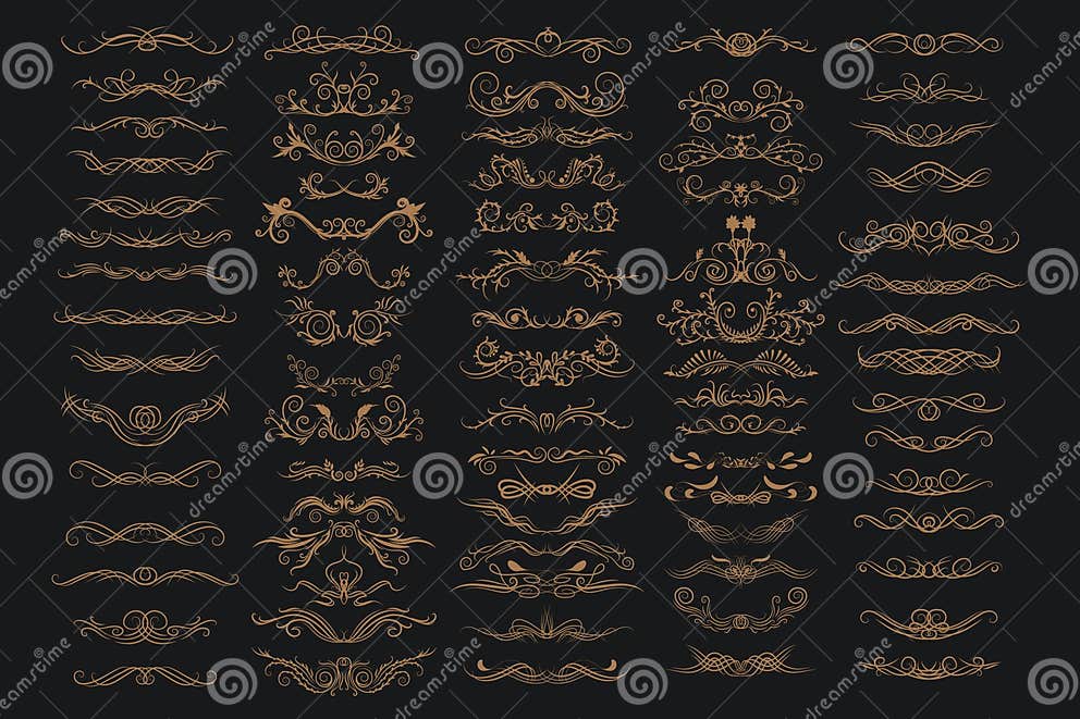 Elegant Symmetrical Swirled Designs in a Decorative Element Collection ...