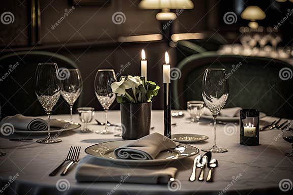 An Elegant Table at a Michelin Starred Restaurant Stock Illustration ...