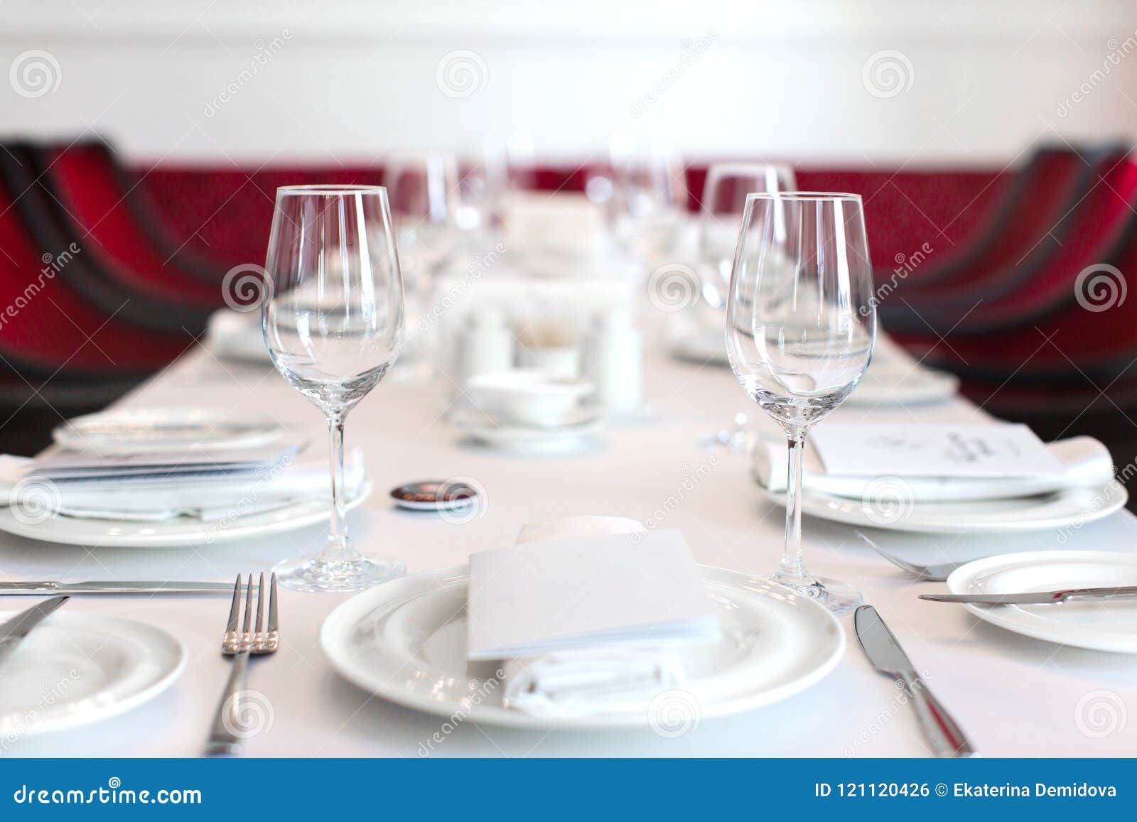 Elegant Table Setting with Crystal Glasses Stock Photo - Image of event ...