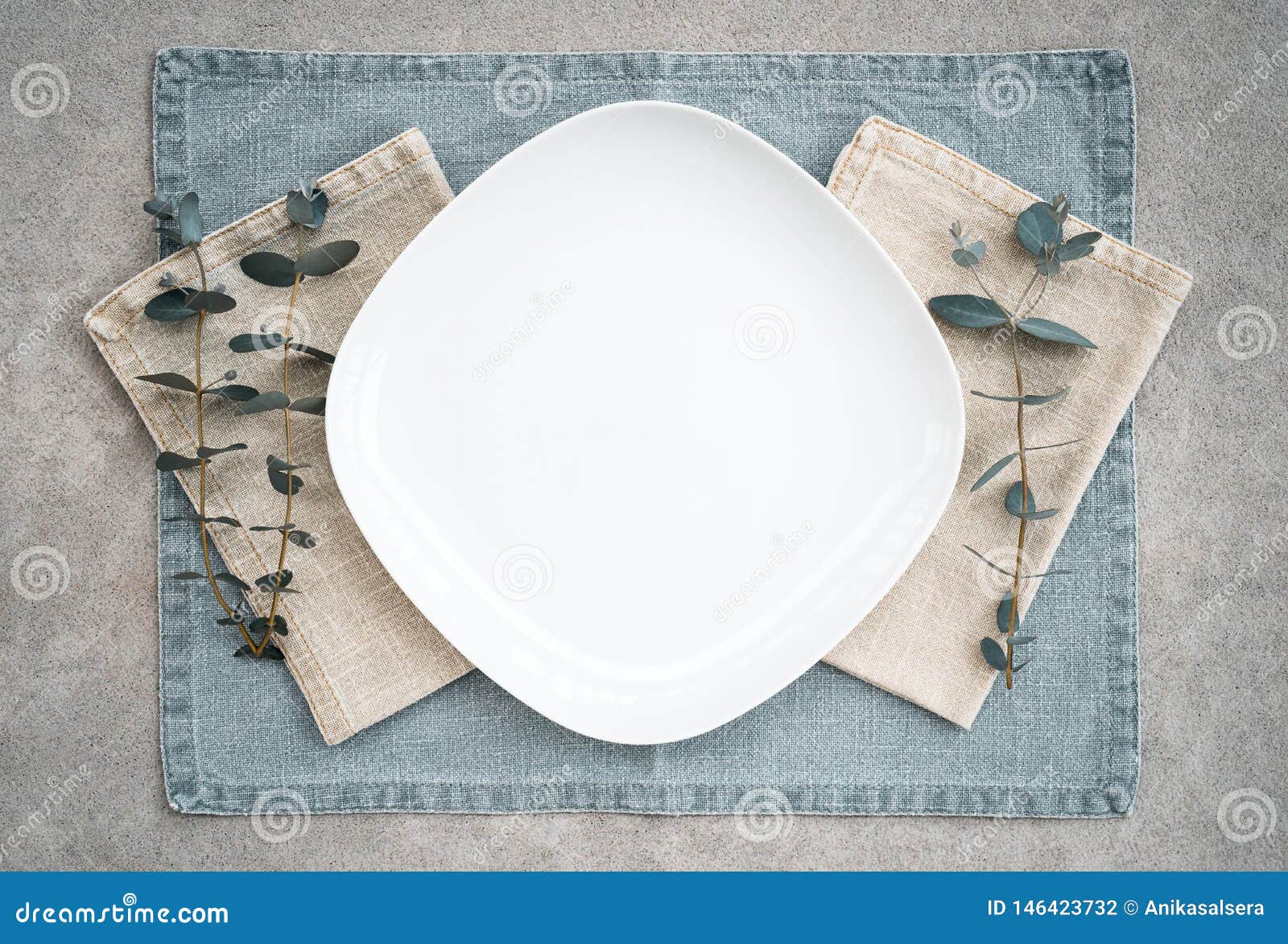 Elegant Table Setting Decorated with Eucalyptus Branches Stock Photo ...