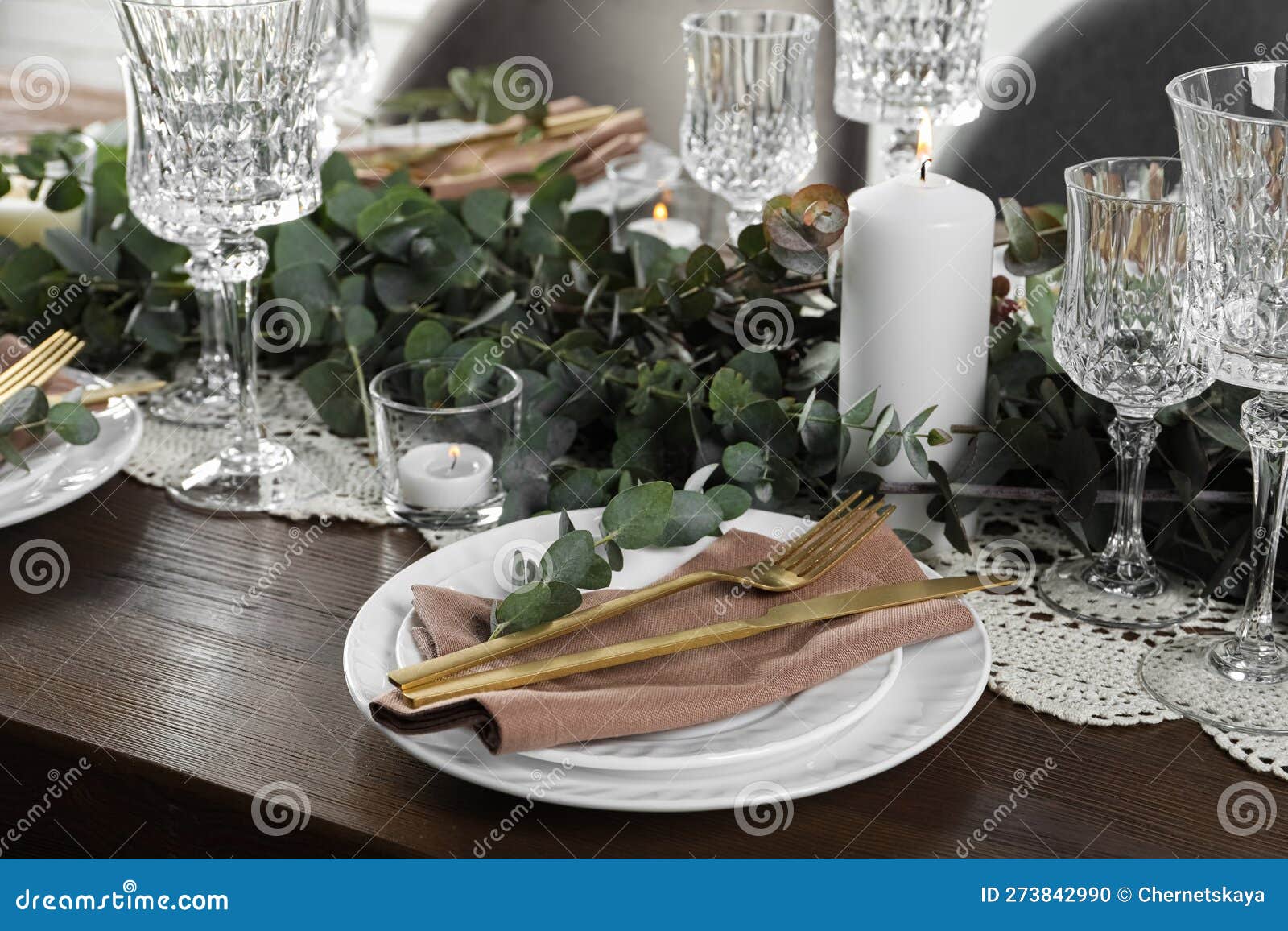 Stylish Elegant Table Setting for Festive Dinner Stock Photo - Image of ...