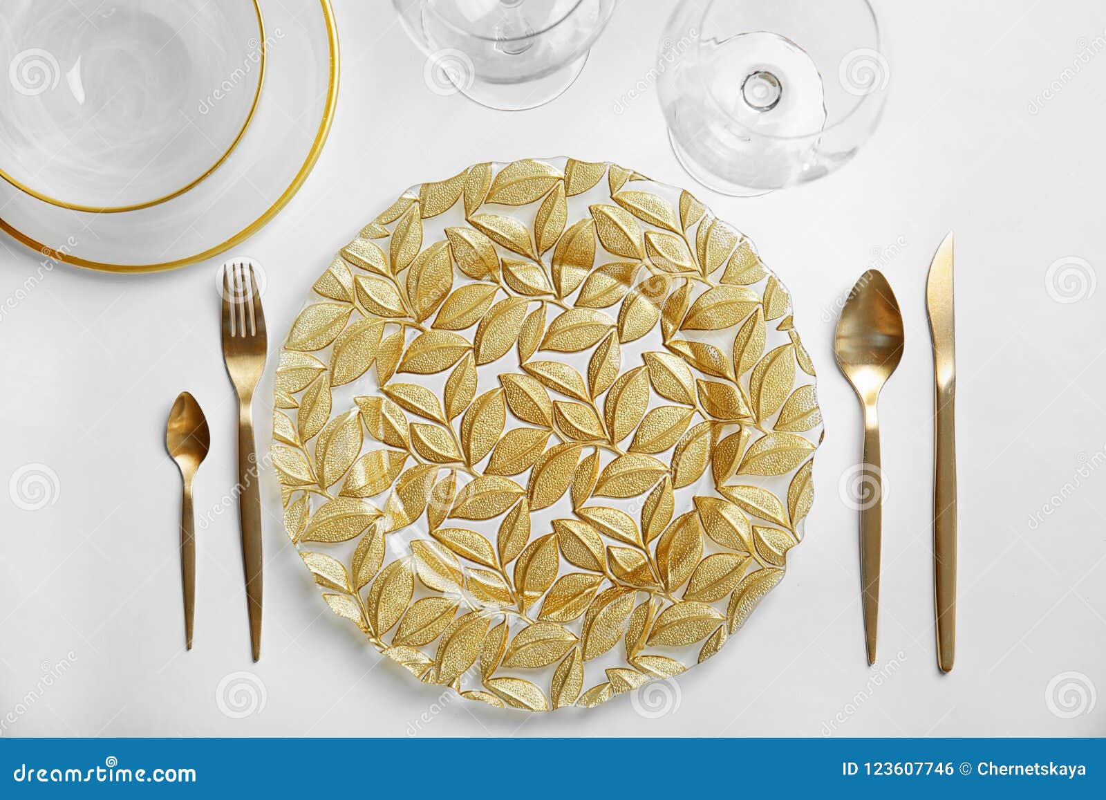 Elegant Table Setting on Light Background Stock Photo - Image of ...