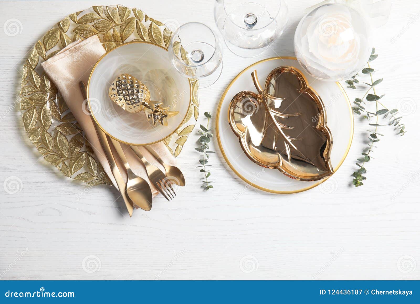 Elegant Table Setting on Light Background Stock Image - Image of ...