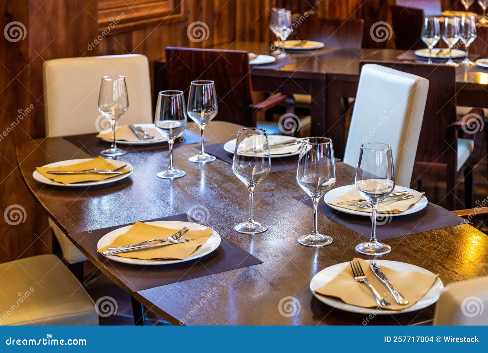 Elegant Table Setting in a Restaurant Interior Stock Photo - Image of ...