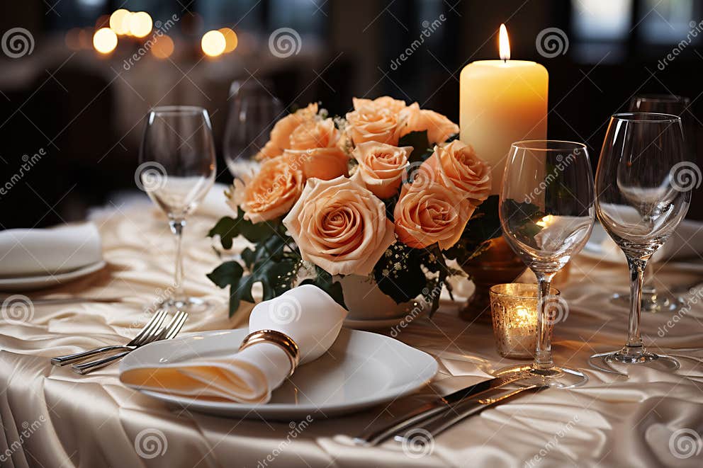 Elegant Table Setting in Restaurant. Selective Focus. Table Set for an ...