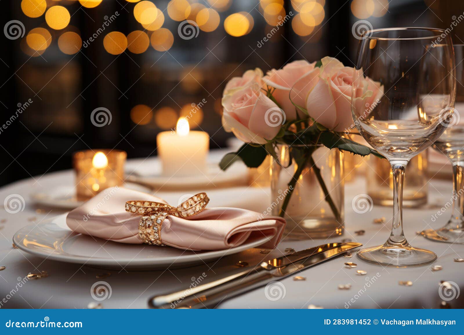 Elegant Table Setting in Restaurant. Selective Focus. Table Set for an ...