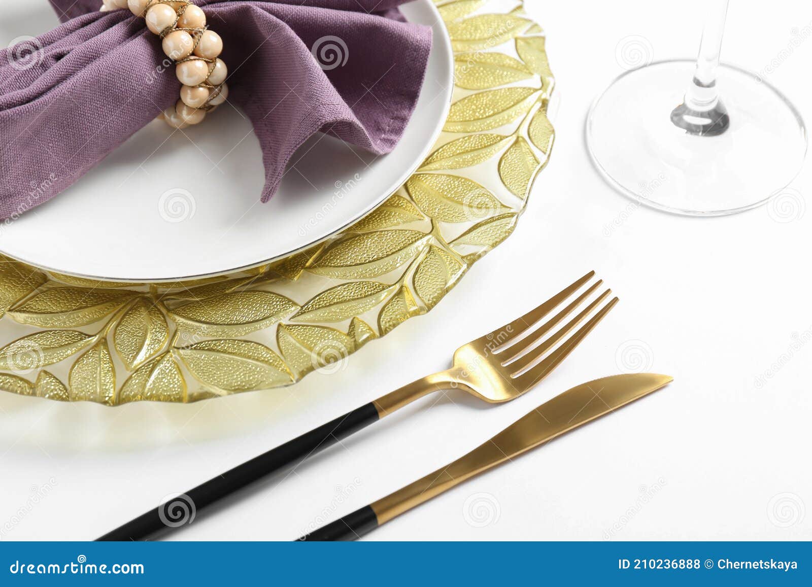 Elegant Table Setting on White Background, Closeup Stock Photo - Image ...