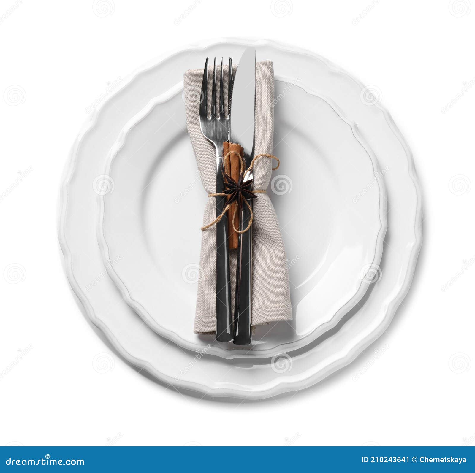 Elegant Table Setting on White Background, Top View Stock Image - Image ...