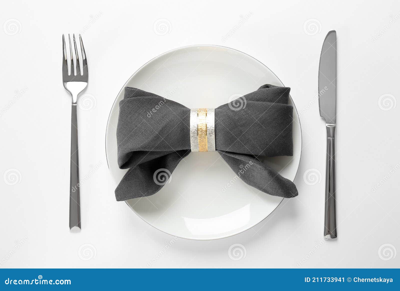 Elegant Table Setting on White Background, Top View Stock Image - Image ...