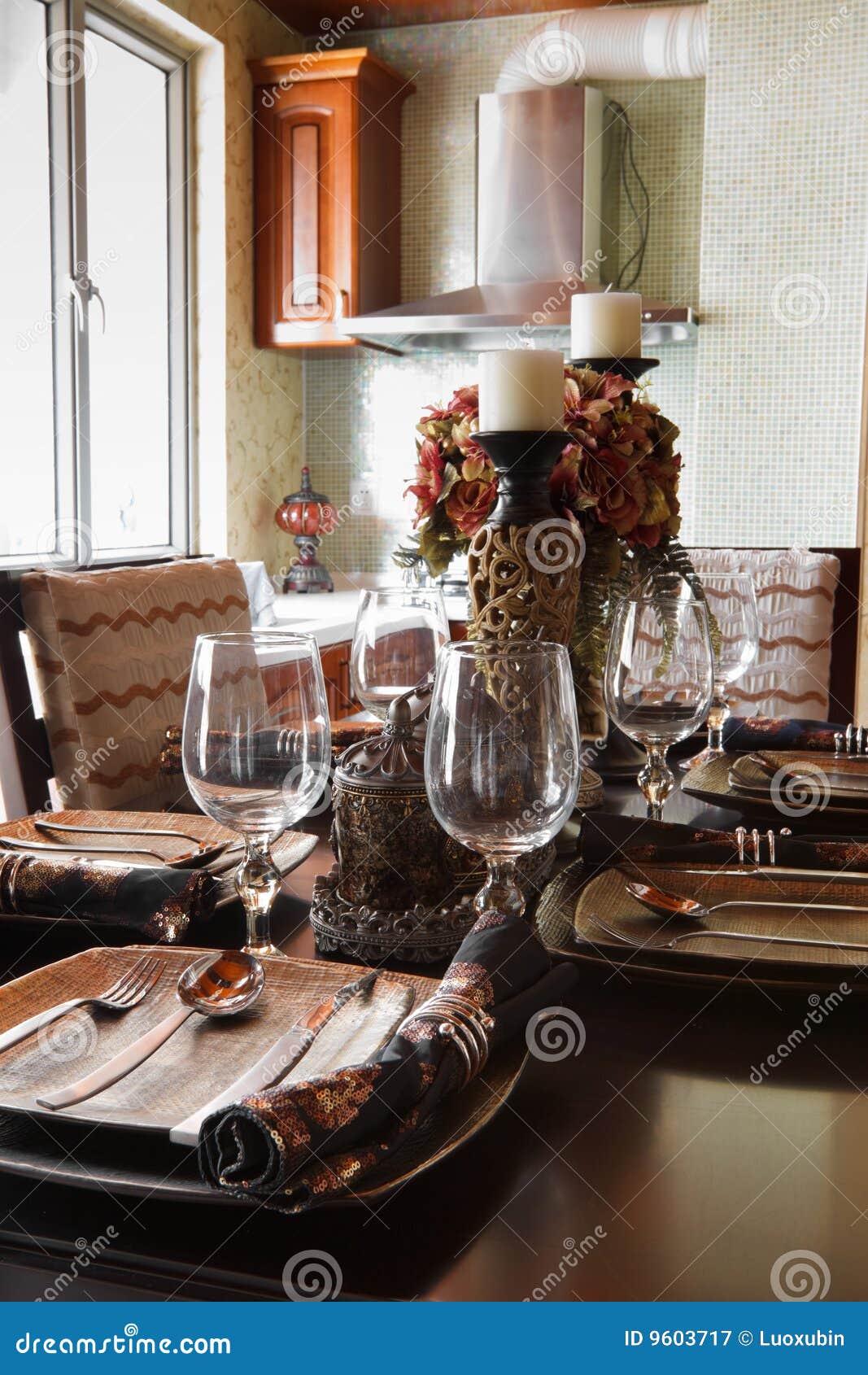 The Elegant Tableware on a Dinner Table Stock Image - Image of fork ...