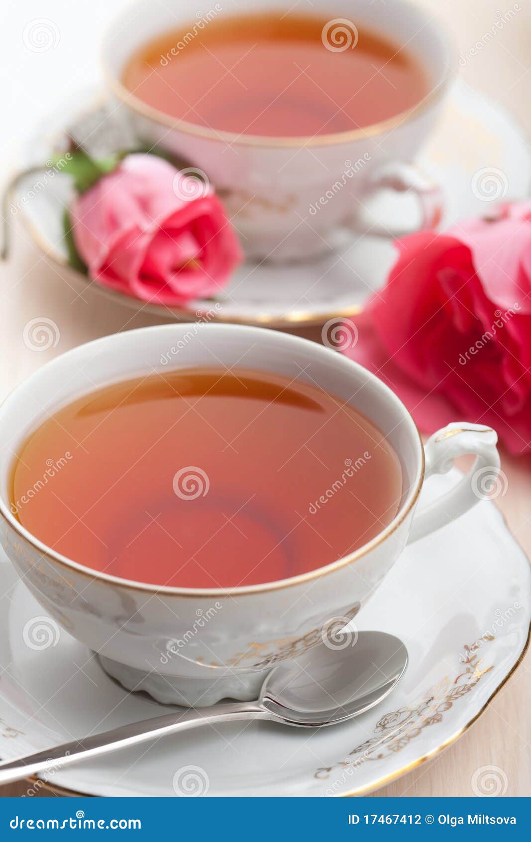 Elegant tea and roses stock photo. Image of calm, drink - 17467412