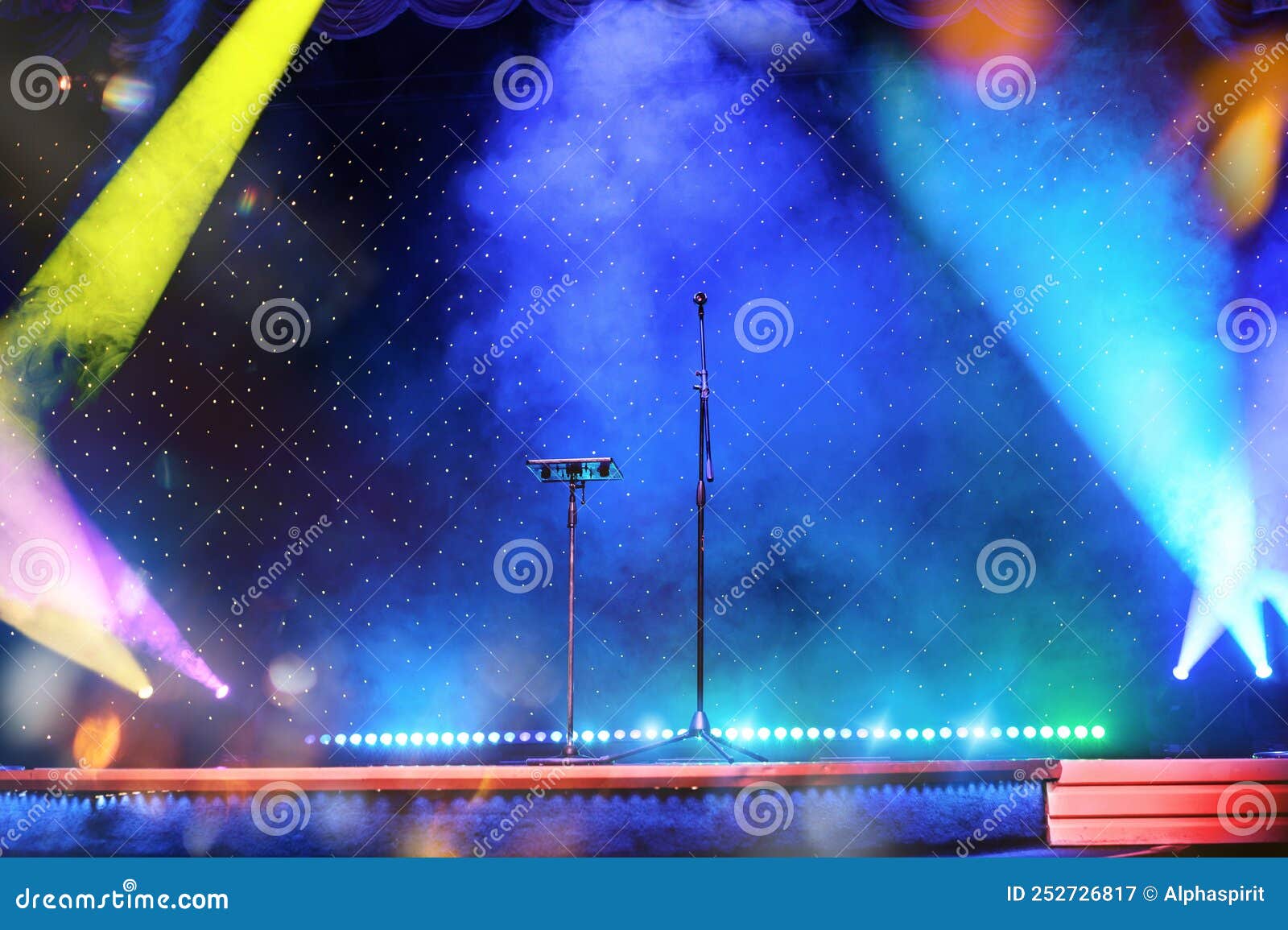 Elegant Theatre Show with Colored Spotlights and Microphone Stock Image ...