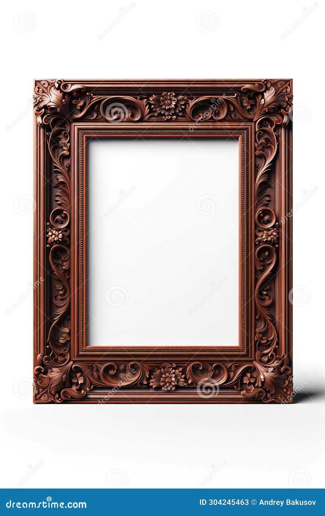 Elegant Thin Carved Mahogany Frame Isolated on White Stock Image ...